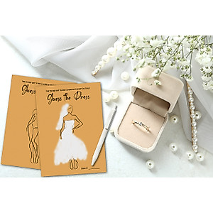 Bridal Shower Game - Guess the Dress Cards Games - Unique Wedding Shower Games Ideas - Fun Wedding Party Favor Decor - Engagement/Bachelorette Party Games Supplies & Activities - 30 Game Cards(D02)