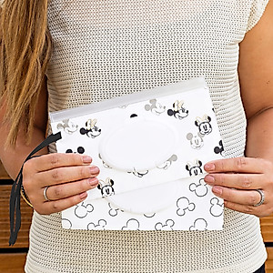 Disney Baby by J.L. Childress Reusable Wet Wipes Case, 2-Pack - Refillable Wipes Holder - Disney World Travel Essential - Includes Wrist Strap - Mickey and Minnie Mouse