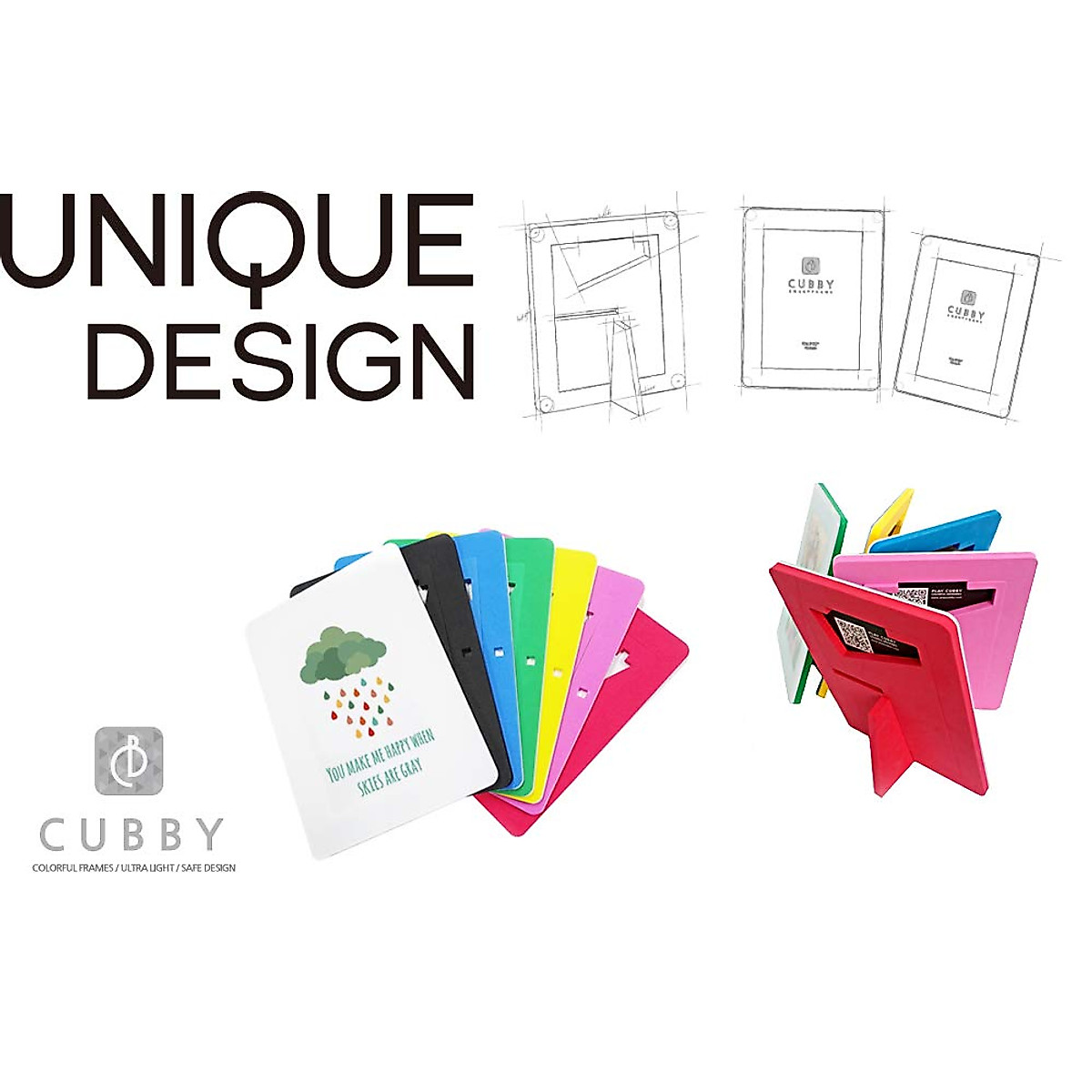 6x8 Cute Colorful Safe Design Cubby Ultra Light Pictures Frame (All Black)