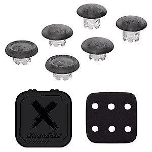 eXtremeRate Clear Black Replacement Swappable Thumbsticks for PS5 Edge Controller, Custom Interchangeable Analog Stick Joystick Caps for PS5 Edge Controller - Without Controller & Thumbsticks Base