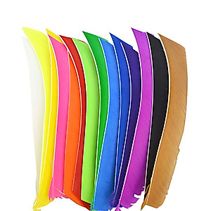 ZSHJGJR 50 Pack Archery Arrow Spiral Twist Wrap Full Length Feathers Left Wing Feathers Fletches Fletching (8-11inch) for Flu-Flu Arrows (Orange)