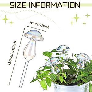 meekoo Plant Watering Globes 10 Pack Iridescent Rainbow Clear Glass Planter Insert Plant Watering Devices for Indoor Outdoor(Mushroom)