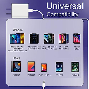 iPhone Fast Charger, [Apple MFi Certified] 3 Pack PD 20W USB C Wall Charger Blocks with 3 Pack 6FT Fast Charging Lightning Cables Compatible for iPhone 14/13/12/11/Pro Max/XS/XR/X/8/7, iPad