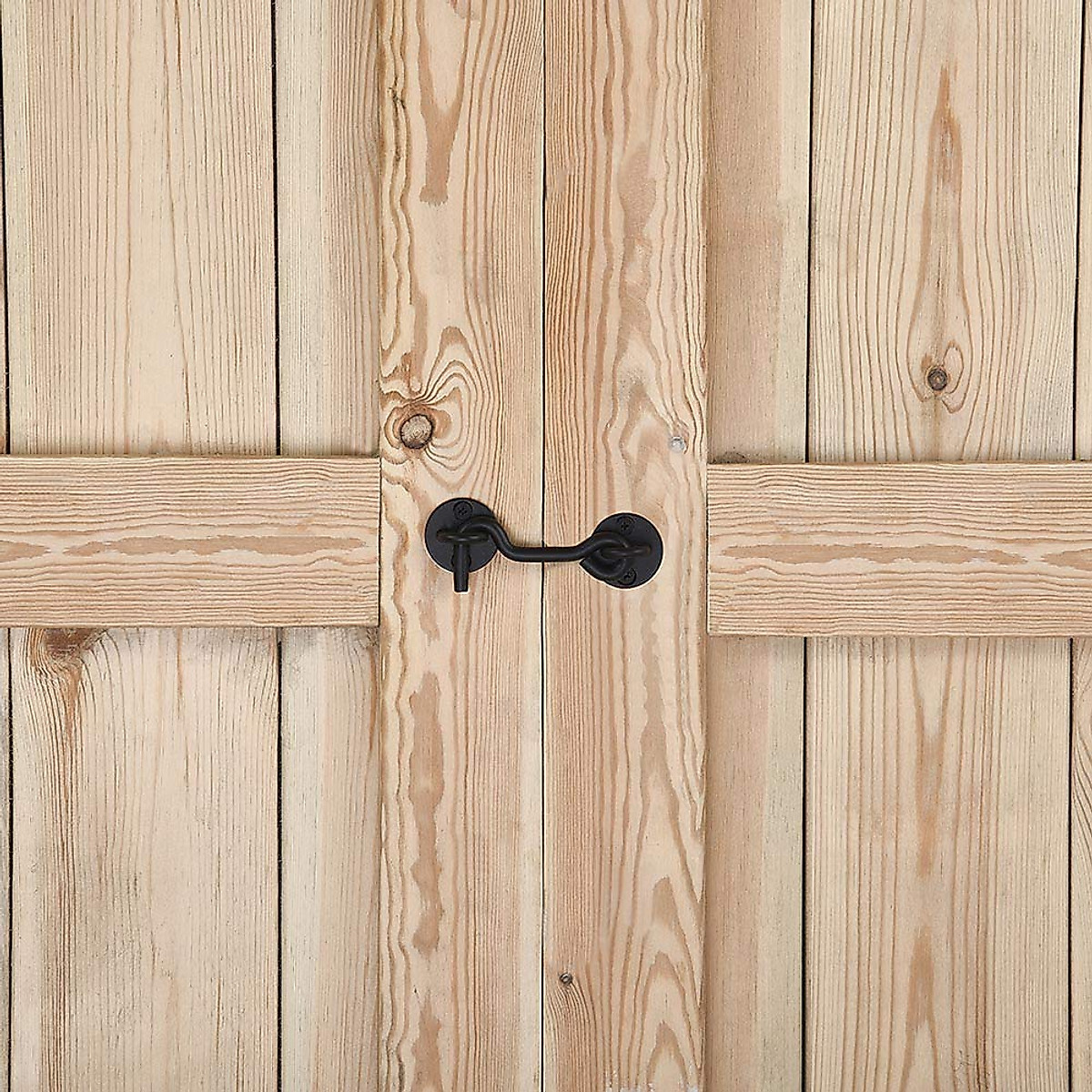 Raswik 4” Privacy Hook and Eye Latch Easy Lock for Barn Door, Black
