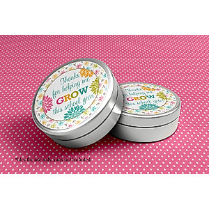 Helping Me Grow Flower Themed Teacher Appreciation Thank You Sticker Labels, 40 2" Party Circle Stickers by AmandaCreation, Great for Envelope Seals & Gift Bags