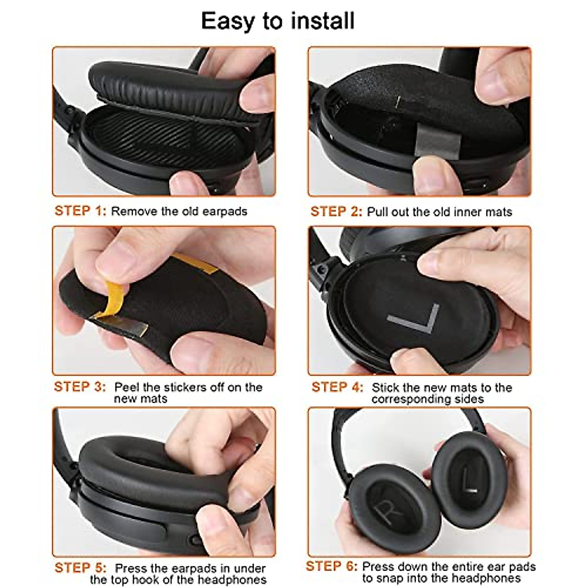 QC45 Replacement Ear Pads Quite-Comfort Protein Leather Earpads Covers Noise Canceling Ear Pads Cushions Earmuff Repair Part for Bose QC45 Headphone (Dark Grey/Grey)