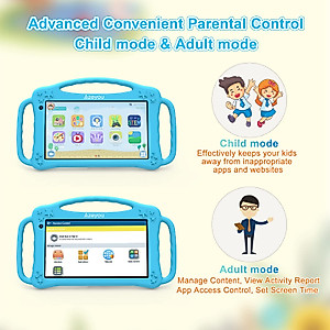 Azeyou Tablet 7 inch Android 11 Tablet for 2GB RAM & 32GB, Toddler Educational APPs & Games, Parental Control, K10 Tablet Blue