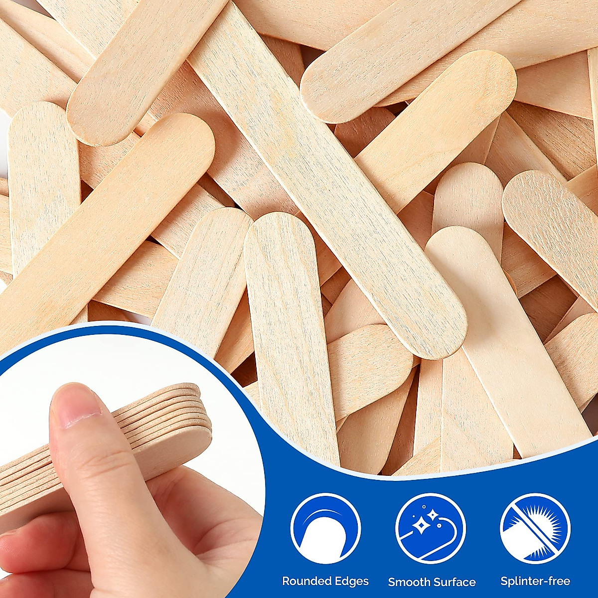 JMU Tongue Depressors 100pcs, 6" Tongue Blades Wooden Non-Sterile for Crafts Medical Tattoo Popsicle