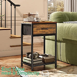 Kitstorack Night Stands Set of 2,End Tables with Drawer for Bedroom Side Table for Home, Small End Table Brown Wood Night Stand Bedroom Nightstands Bedside Table Set of 2 Bedroom Furniture