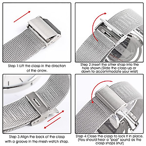 BUREI Men Black Dial Silver Mesh Band Watches Minimalist Analog Quartz Watches for Men Gifts for Men