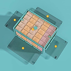 UNDERCURRENT SURGING Collapsible Storage Bins,Storage Bins with Lids,Stackable 8.2Gal Folding Storage Box (18 Gal, Blue 1 Pack)