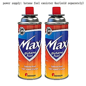 Maxsun Portable Gas Stove MS3800 (Red), 9,560BTU High Power, Camp Stove, Outdoor/Indoor, with Carrying Case