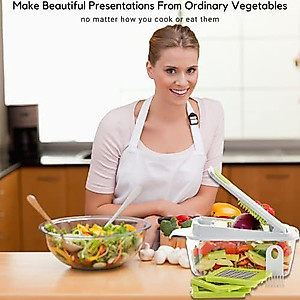 Brieftons QuickPush Food Chopper: Strongest & 200% More Container Capacity, 30% Heavier Duty, Fruit & Vegetable Chopper, Onion Chopper Vegetable Cutter, with 3 Dicer Blades & Keep-Fresh Lid, 5 Ebooks