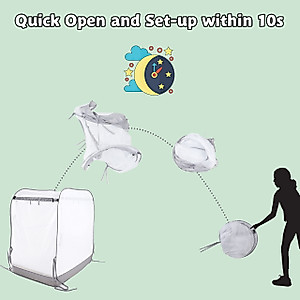 TETINY POP Baby Safety Netting Cover for Crib Pop Up Canopy to Stop Baby from Climbing Out Top Square Frame More Large Room Mosquito Mesh with Storage Bag and Carry Bag