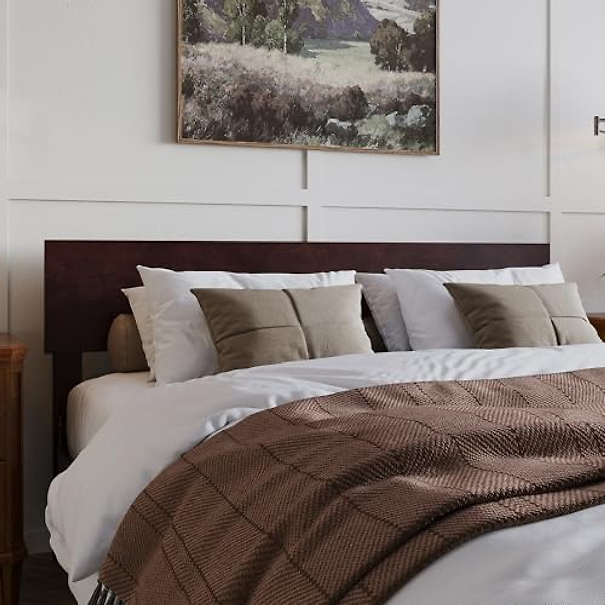 AFI Orlando Queen Size Headboard with Attachable Charger in Espresso