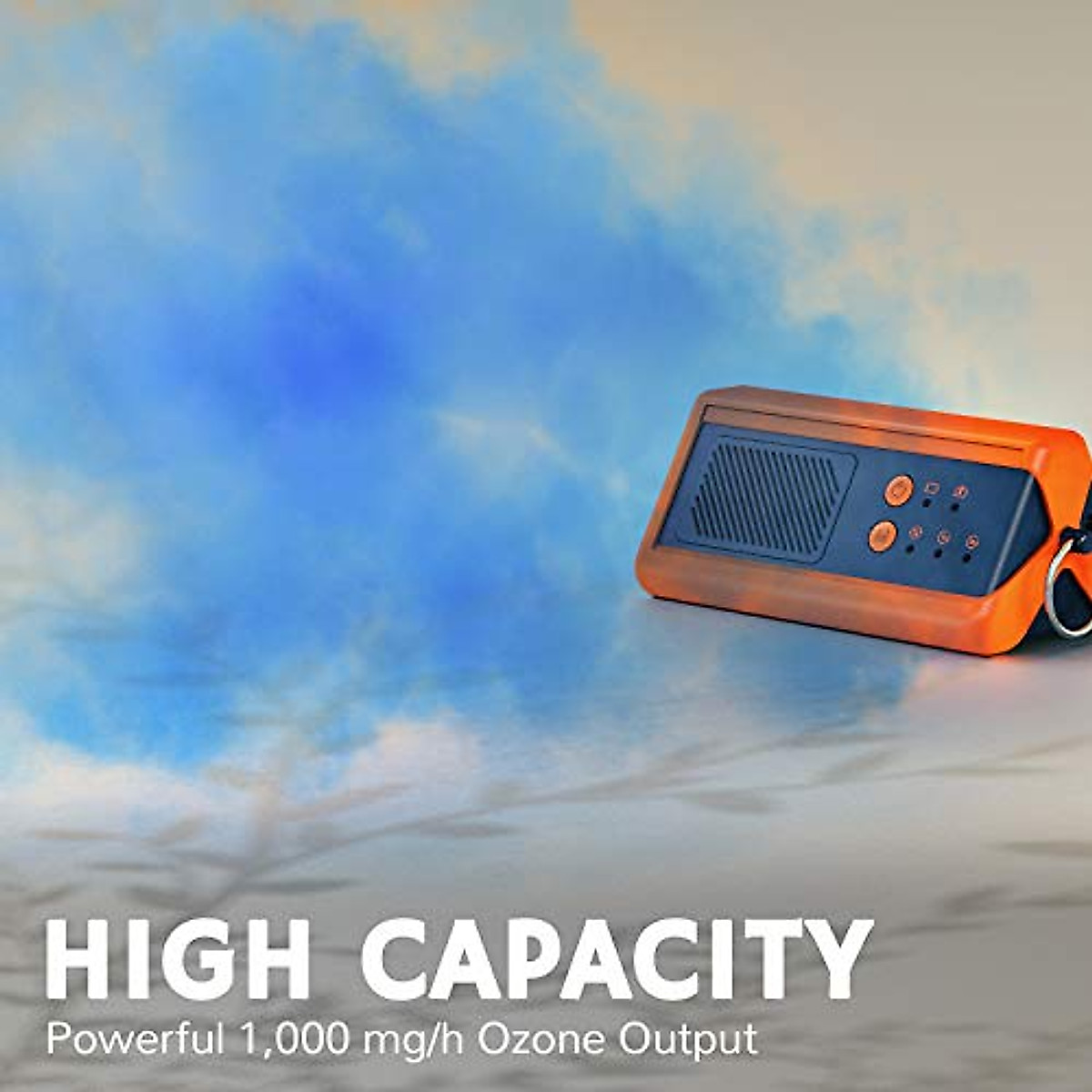 Airthereal PA1K-GO 1,000mg/h Portable Ozone Generator - Cordless Battery Powered Odor Eliminator for Car, Hotel Rooms, Offices, Bathrooms, and Small Spaces (Blue)