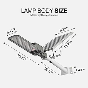 Vikrami 300W Solar Street Lights Outdoor Waterproof 30000LM, Dusk to Dawn, with Motion Sensor and Remote Control, Suitable for courtyards, Gardens, Streets, Garage, etc. Wall or Pole Mount
