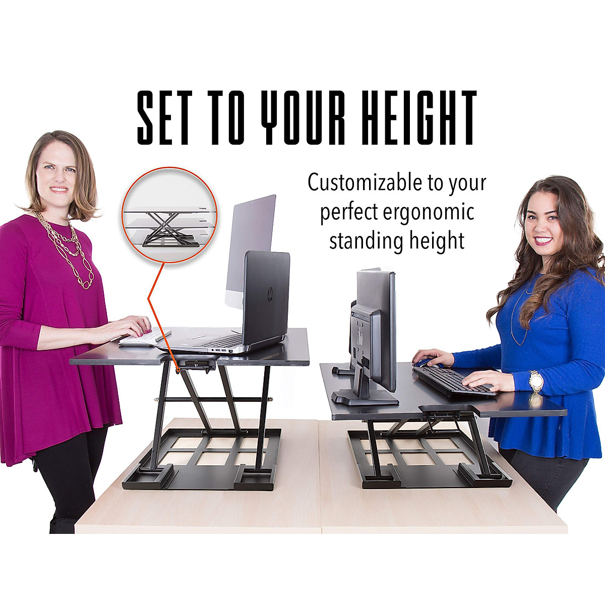 Stand Steady X-Elite Pro XL, Ergonomic Adjustable Height Standing Desk Converter, Extra Large Sit to Stand Laptop Desk Riser, Easily Fits 2 Computer Monitors (Black, 36 x 16)