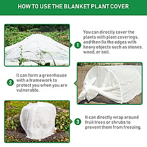 YNERHAI Plant Covers Freeze Protection Kit with 6 Pcs Garden Hoops & Clips, 10 ft x 50 ft Garden Frost Cloth Plant Covers for Winter Protection, Floating Row Cover Frost Blankets (1.05 Oz/yd²)