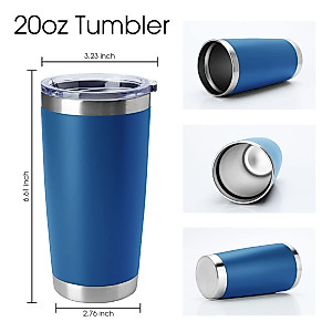 HASLE OUTFITTERS 20oz Tumblers Stainless Steel Mugs with Lid Double Wall Vacuum Insulated Coffee Cups for Cold & Hot Drinks (20oz-Dark Blue, 1 Pack)
