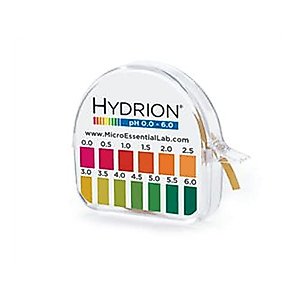 Micro Essential Lab 96 Hydrion Short Range pH Test Paper Dispenser, 0.0-6.0 pH, Case of 10