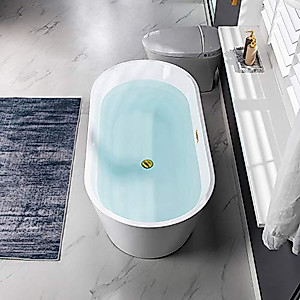 WOODBRIDGE 59" BTA1514-BG-Drain &O+ Pillow Bathtub, Brushed Gold