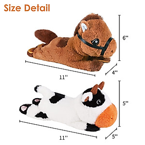 iPlay, iLearn Wrist Pals Toddler Plush Slaps Bracelets, 2PCS Baby Soft Stuffed Farm Animal Toy, Infant Cow & Horse Wristband Set, Birthday Party Gift for 1 2 3 4 5 6 7 Kid Girl Boy Child