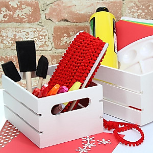 Hampton Art Nested Wooden Crates 2 Pack, Wood Crate White Finish, Wood crates for Display, Wood crates for Storage, Wooden crates White, Pine, 7" x 5 1/2"x 4" and 9 1/3" x 6 1/2" x 5 1/4"
