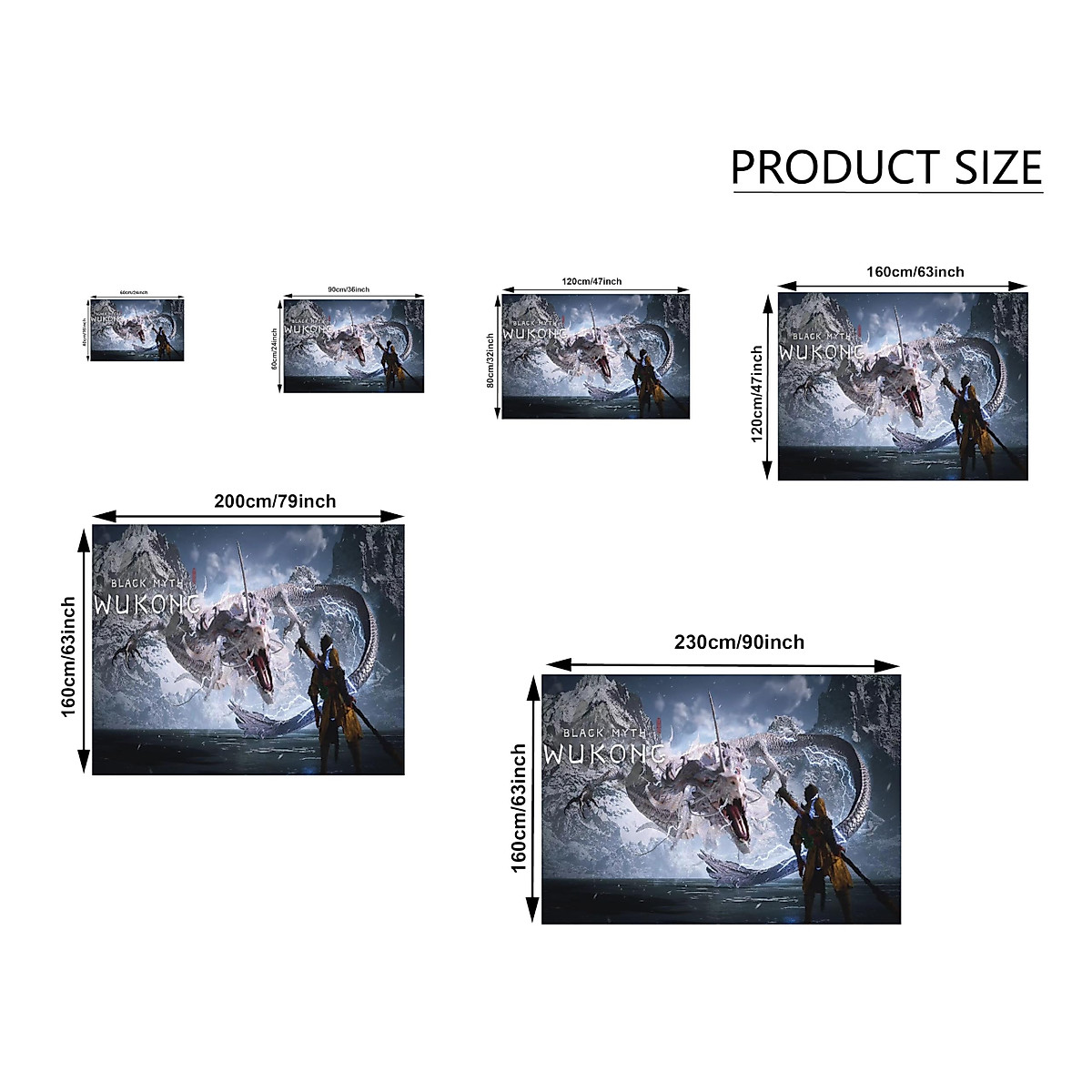 IM HOME Wukong Gaming Area Rug 71 x 47 inches, Cartoon Printed Video Game Computer Carpet Mats Chair Mat for Gaming Room Home Bedroom Decor, Wukong C