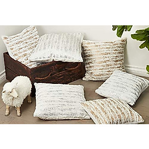 SARO LIFESTYLE Collection Faux Fur with Brushed Metallic Foil Print Pillow, 18", Silver