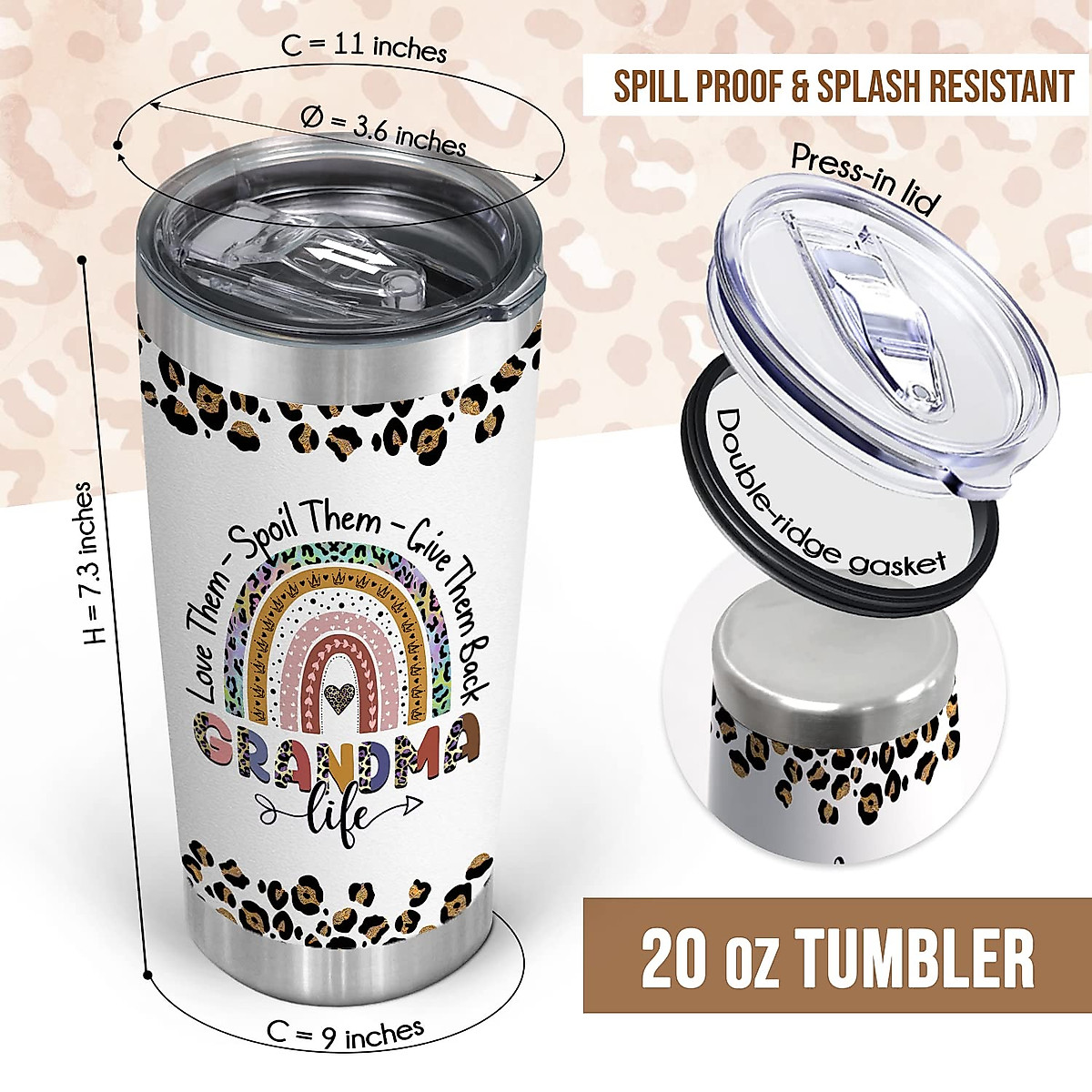 TEEZWONDER Gifts For Grandma, Birthday, Christmas, Mothers Day, Thanksgiving Gifts For Women, Nana, Grandma Gifts Idea, First-time New Grandma Gifts, 20 Oz Stainless Steel Tumbler For Women