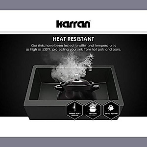 Karran Farmhouse/Apron-Front Quartz Composite 34 in. Double Offset Bowl Kitchen Sink in Brown