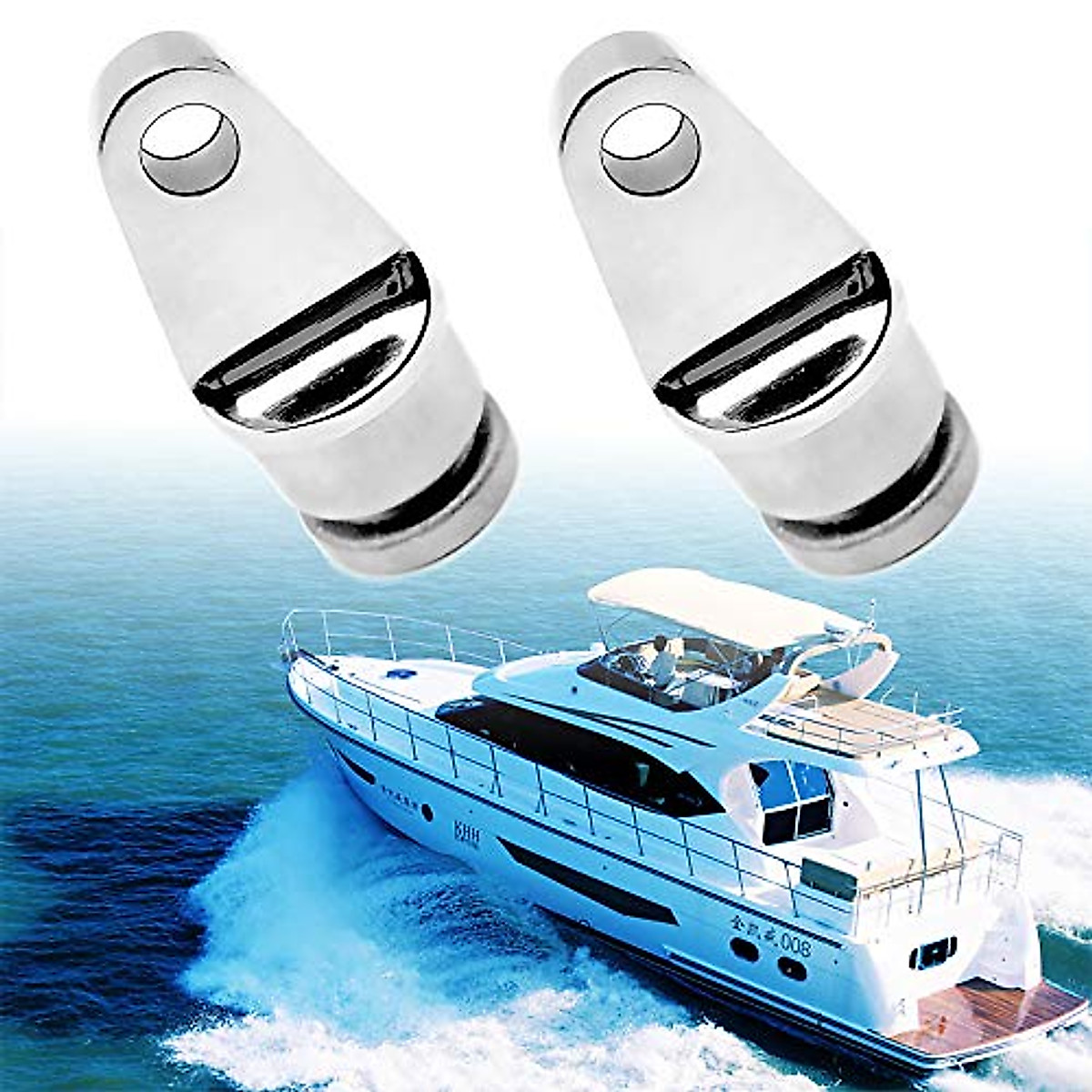 Amadget 2PCS Stainless Steel Boat Bimini Top Fitting Round Inside Eye End Hardware for O.D. 7/8”Tube