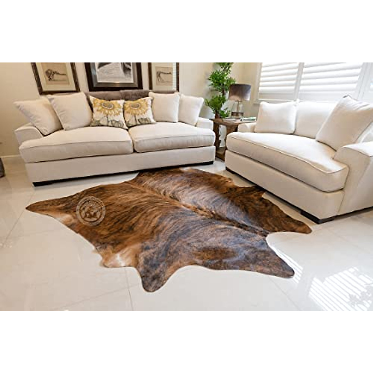 Genuine Brindle Reddish Cowhide Rug Large Size 6 x 6-7 ft. 180 x 210 cm
