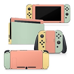 Tacky Design Color Blocking Skin Compatible with Nintendo Switch Skin Wrap Cover, Green Colorwave Skin for Nintendo Switch Stickers, Premium Vinyl 3M Full Wrap Decal.
