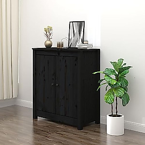 TIFITGO Asomie Sideboard Black 27.6"x13.8"x31.5" Solid Wood Pine Home Furniture Cabinets Fashion Kitchen Indoor Storage Buffets Sideboards Storage Cabinet US Stock Fast Shipment Black