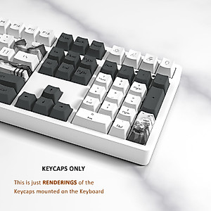 MOLGRIA Ink Lotus Keycaps, 140 Set Custom Keycaps for Gaming Keyboard, PBT OEM Profile Dye Sublimation Keycaps ANSI/ISO Layout with Keycap Puller for Gateron Kailh Cherry MX 104/87/74/61 60 Keyboard