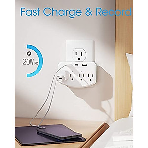Hidden Camera WiFi Spy Camera Hidden Cameras Wall Charger Nanny Cam with USB Fast Charger Outlet HD 1080P Wireless for Home Security Secret Camera 20W PD Charging Port