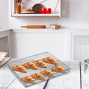 Elsjoy 2 Pack Air Fryer Basket Oven Replacement Basket, Compatible with TOA-60/65 Convection Oven Air Fryer Toaster, 304 Stainless Steel Wire Rack Baking Cooling Rack