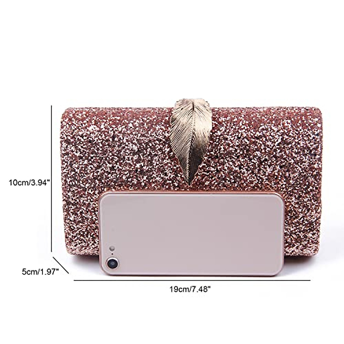 FUKZTE Women's Shinning Clutch Bag Handbag with Chain Ladies Evening Bridal Wedding Party Prom Evening Clutch Purse Shoulder Bag,Pink