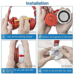Geekria QuickFit Replacement Ear Pads for Monster Beats MIXR Headphones Earpads, Headset Ear Cushion Repair Parts (Red)