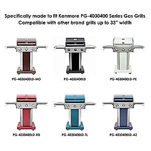 Kenmore KA-A61023BK 33" 2 or 3 Burner BBQ Grill Cover, Heavy Duty Weatherproof Fabric for Outdoor Patio Backyard, Universal Fit for Grills up to 33" Width, Black