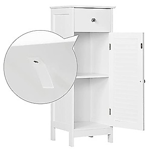 Yaheetech Bathroom Floor Storage Cabinet, Freestanding Side Table Storage Organizer Unit with Drawer and Single Shutter Door, L12.6xW12xH34.5 Inches