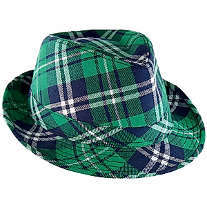 Skeleteen Irish Plaid Green Fedora - St. Patrick's Day Costume Accessories Leprechaun Hat For Men Women and Kids