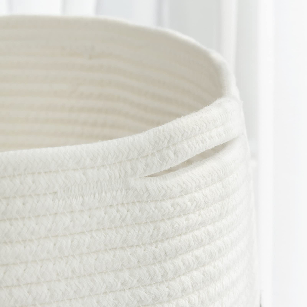 Rope Storage Basket with Handles Large, Cotton Woven Blanket Basket Nursery Hamper Bin, 16" x 16" x 14" Organizer for Toys, Laundry, Books and Baby Blankets