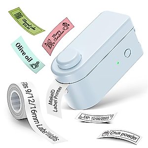 Makeid Label Makers, L1 Label Maker Machine, Portable Wireless Sticker Label Makers for Home, School, Office Use, Rechargeable Thermal Printer with Multiple Fonts, Templates - Blue, 203dpi