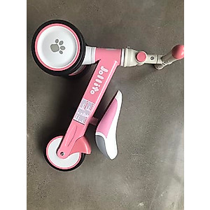 JOLLITO Baby Balance Bike, Adjustable Toddler Bicycle 12-24 Months, Best Birthday Gifts Toys for 1 Year Old Boys Girls, 3 Wheel, Pink