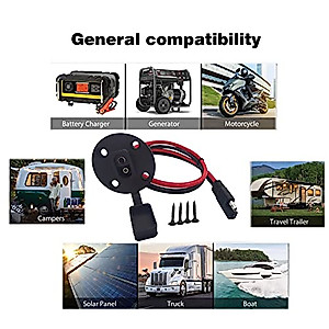 Electop SAE Connector Power Socket Sidewall Port,10AWG Weatherproof SAE Quick Connect Solar Plug Outlet Flush Mount SAE Plug Adapter Cable,with 4 Screws for Solar Generator Battery Charger(50cm)