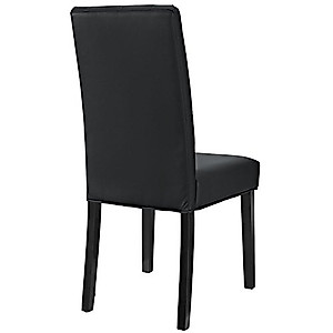 Modway Confer Modern Tufted Faux Leather Upholstered Parsons Kitchen and Dining Room Chair in Black
