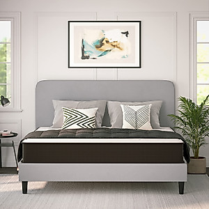 BizChair Dream 10 Inch Hybrid Mattress in a Box, High Density Foam and Pocket Spring Mattress, CertiPur-US Certified Foam, King, White/Black